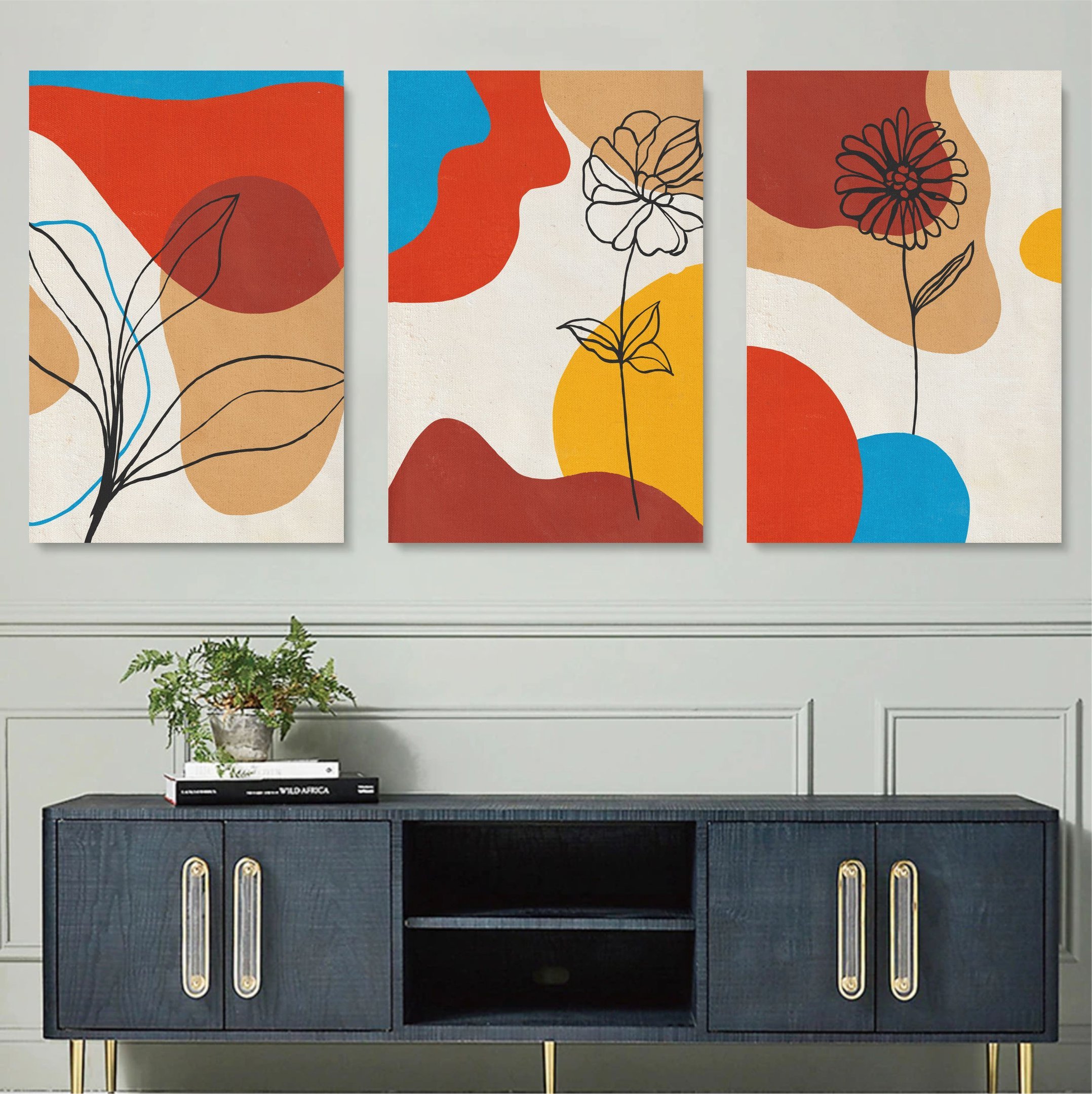 Conjunto com 3 quadros grande formato de 90x60cm cada quadro estilo ...