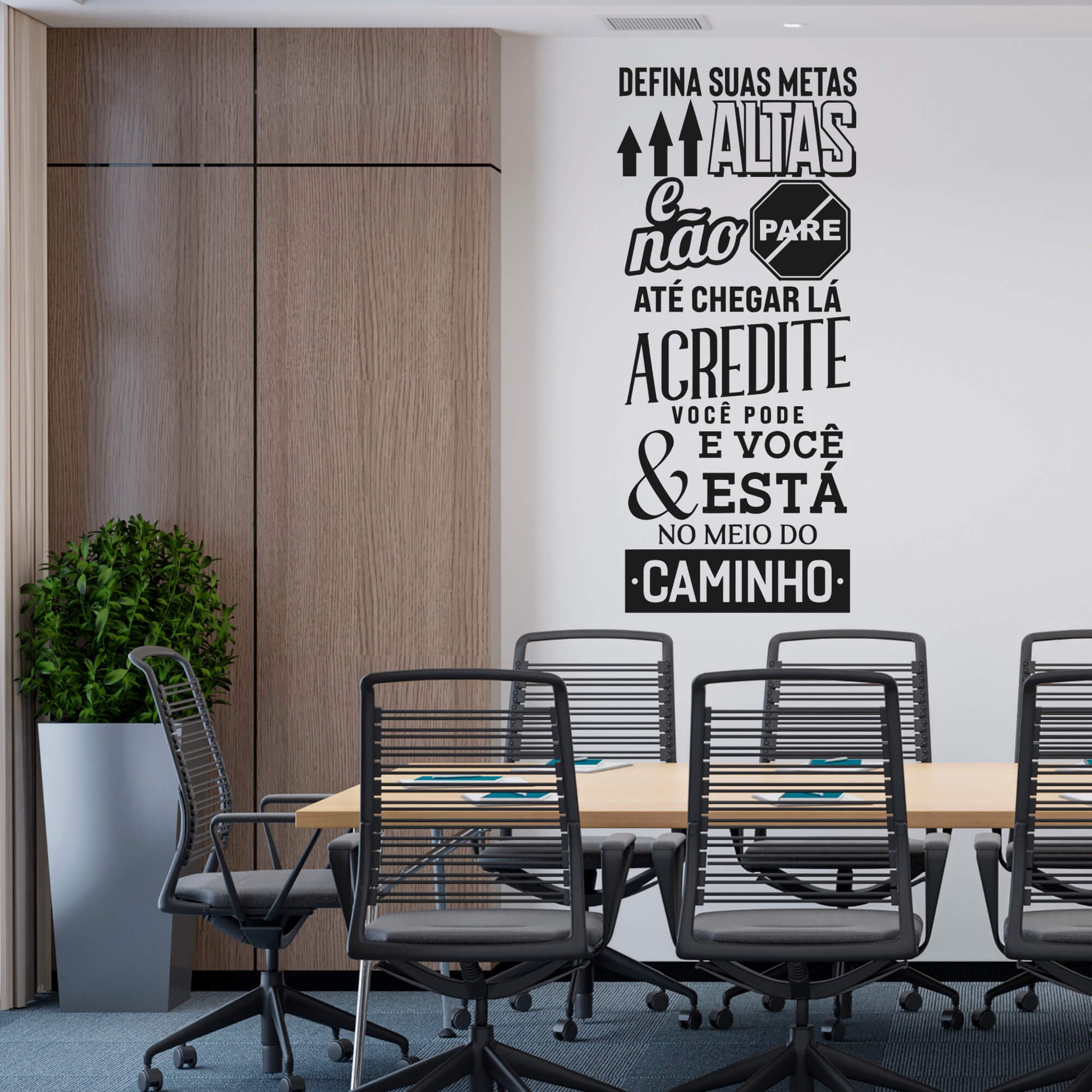 Adesivo de Parede Frase Defina Suas Metas Altas Motivação Empresa ...