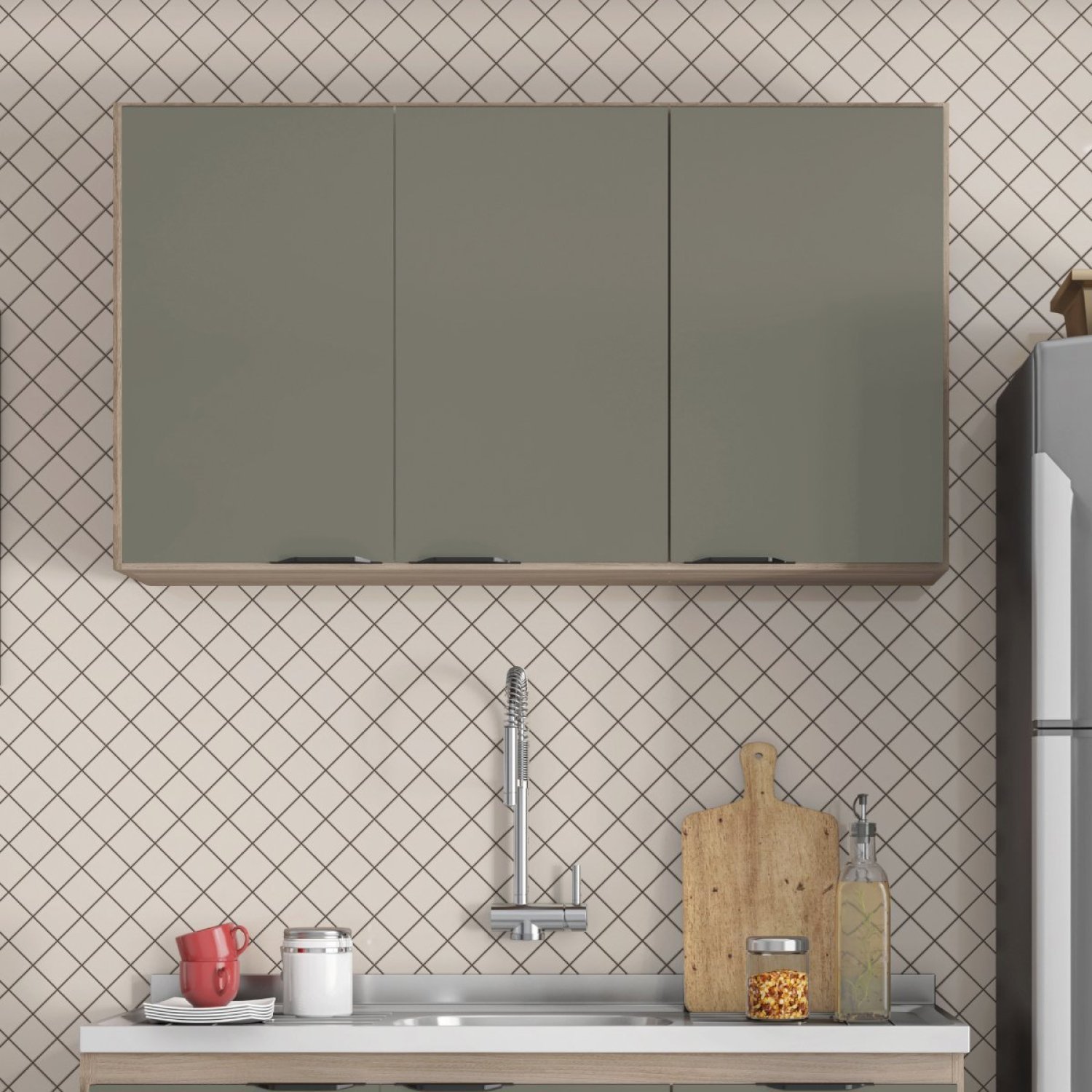 Armário Aéreo 120cm 3 Portas Firenze | MadeiraMadeira