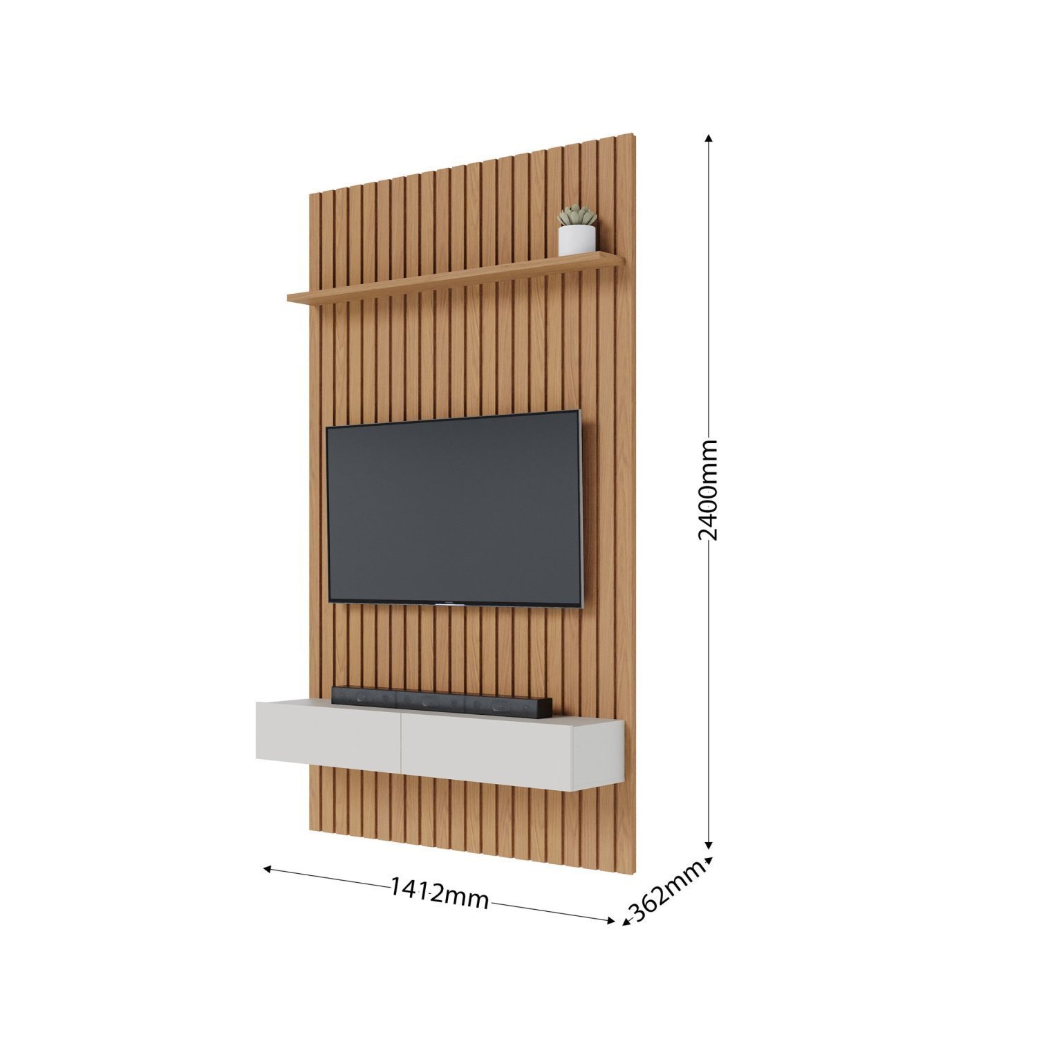 Conjunto Painel Ripado 1412 e Nicho Niágara 1361 | MadeiraMadeira