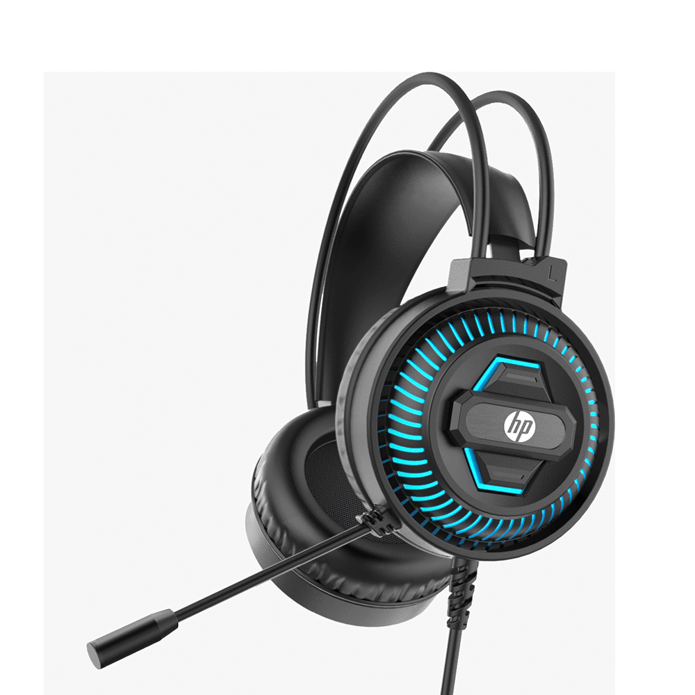 Headset Gamer HP,USB/P2 Blue Light DHE-8001 Preto/Azul | MadeiraMadeira