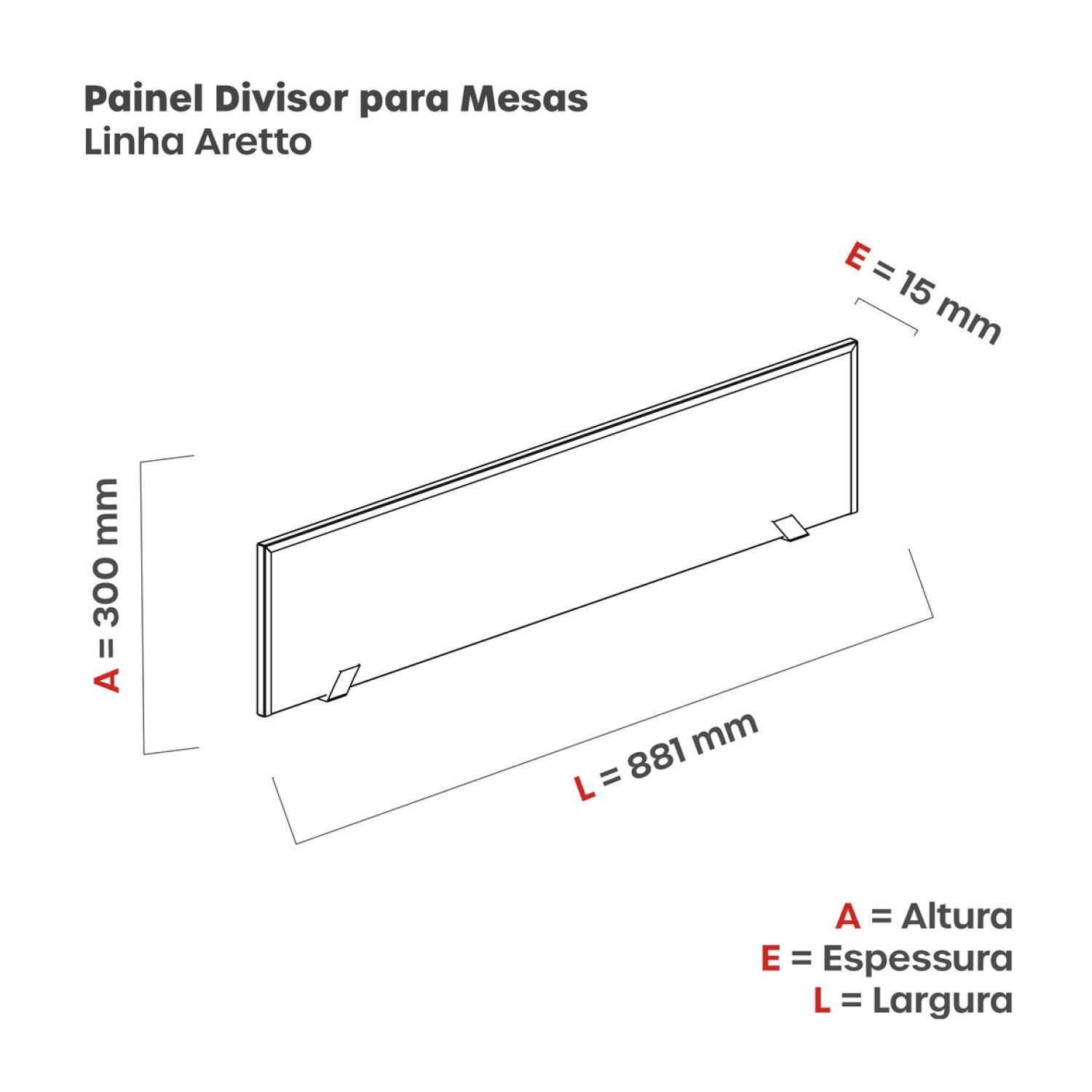 Painel Divisor para Mesas de Escritório 881x300mm M900at | MadeiraMadeira