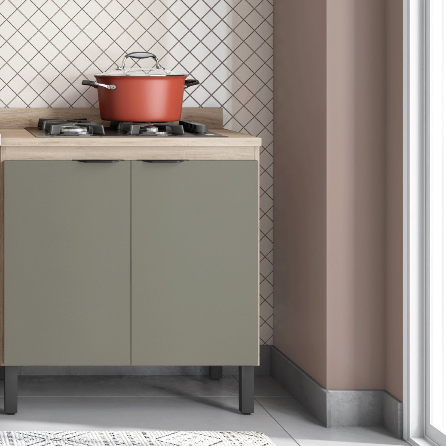 Balcão para Cozinha 80cm 2 Portas Firenze | MadeiraMadeira