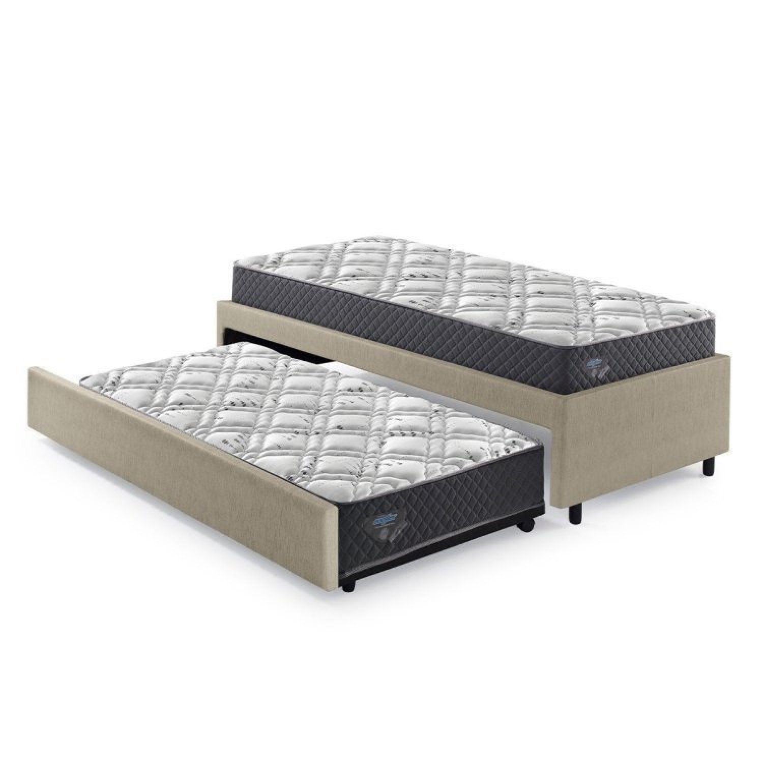 Bicama Box Solteirão 96x203 Cm Courino com Dois Colchões Adapto Molas ...