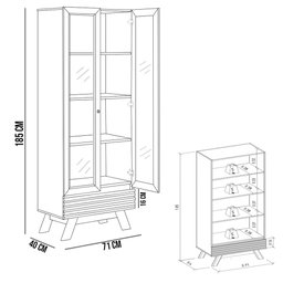 Kit Aparador Mateo Cristaleira Geórgia e Espelho Adnet Freijó L05 ...