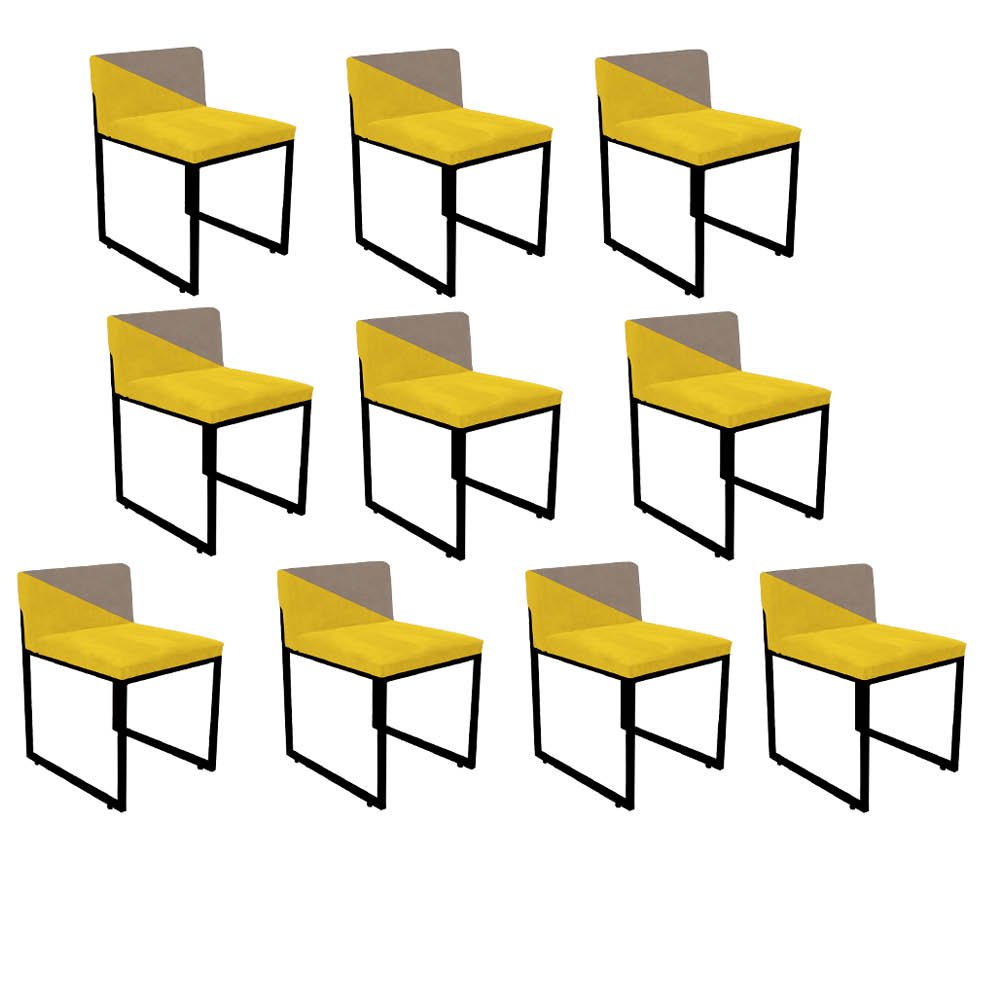 Kit 10 Cadeira Office Lee Duo Sala de Jantar Industrial Ferro Preto ...