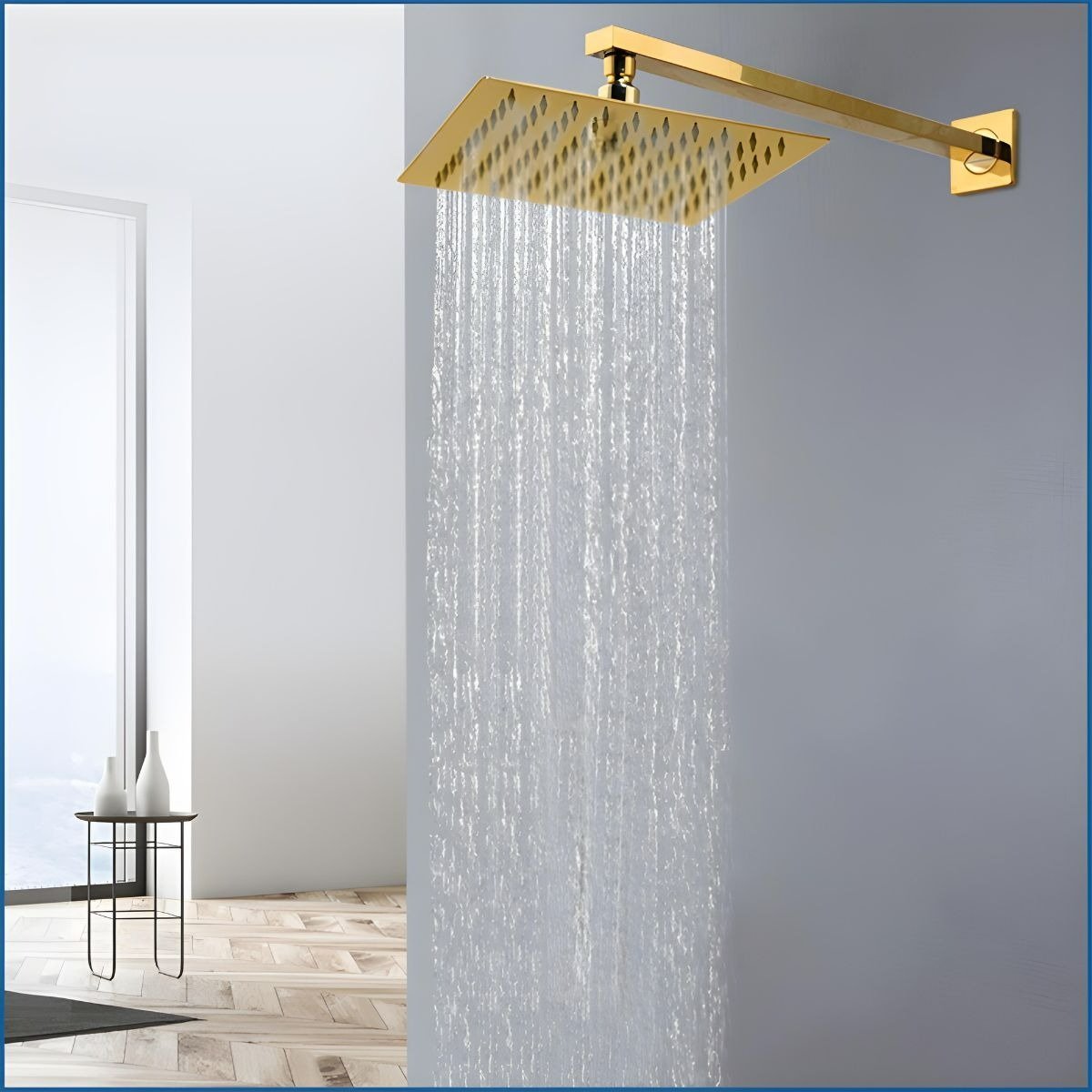 Chuveiro de Luxo 20/20cm Quadrado Dourado Brilhante | MadeiraMadeira