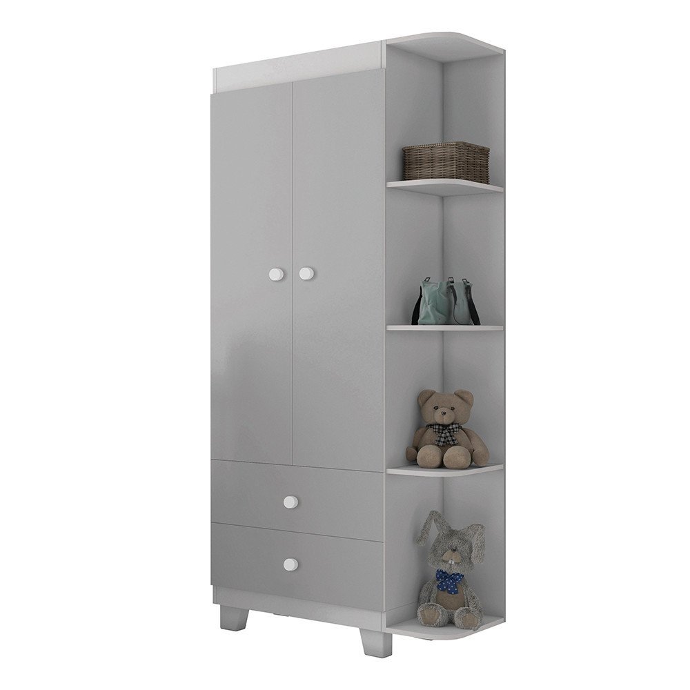 Roupeiro Infantil Nicole 2 Portas e 2 Gavetas 100 MDF com Nichos ...