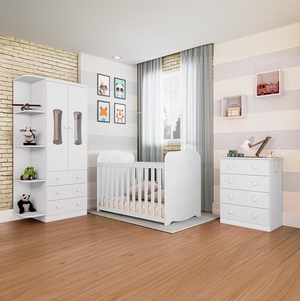 Quarto de Bebê Completo 4 peças Peroba Júnior Uli Simples e Luna ...