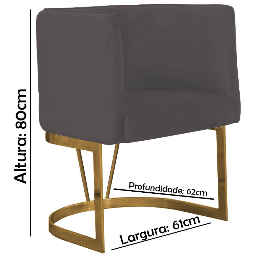 Poltrona Cadeira Decorativa Antonella P/ Sala e Recepção Base Dourada ...