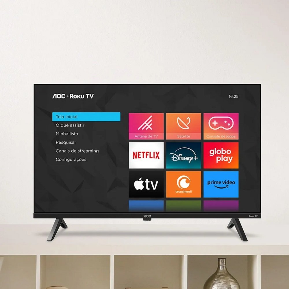 Smart TV 42" AOC Full HD 42S5045/78G com Processador Quad Core, Sistema Operacional Roku TV ...