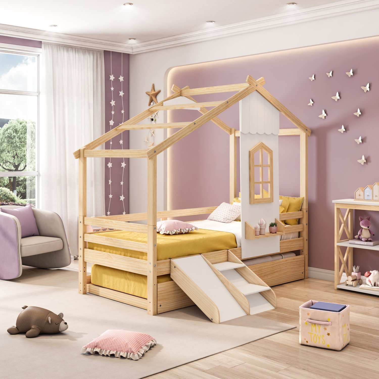 Bicama Infantil Prime House com Mini Escorregador e Telhado V Casatema ...