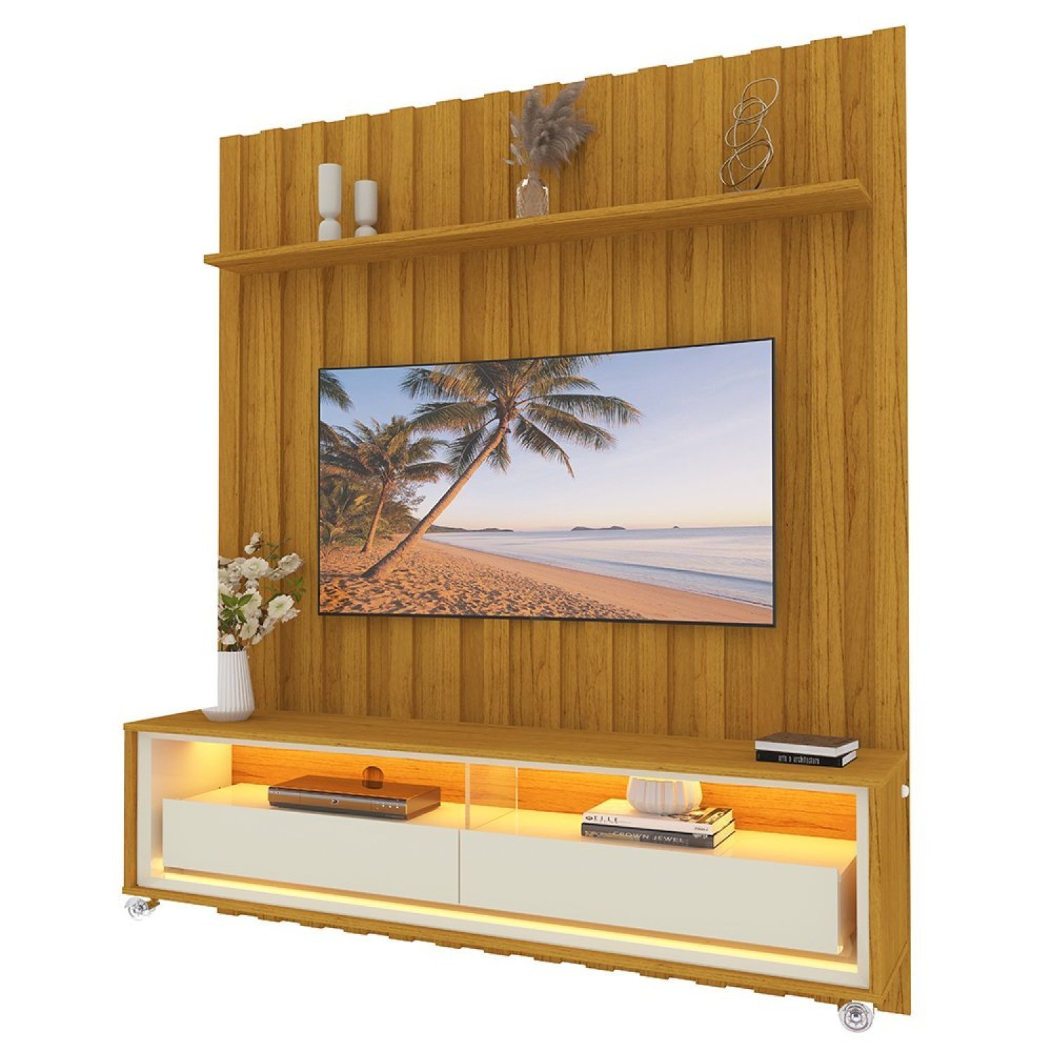 Rack com Painel para Tv até 43 Polegadas Led 2 Gavetas com Rodízios ...