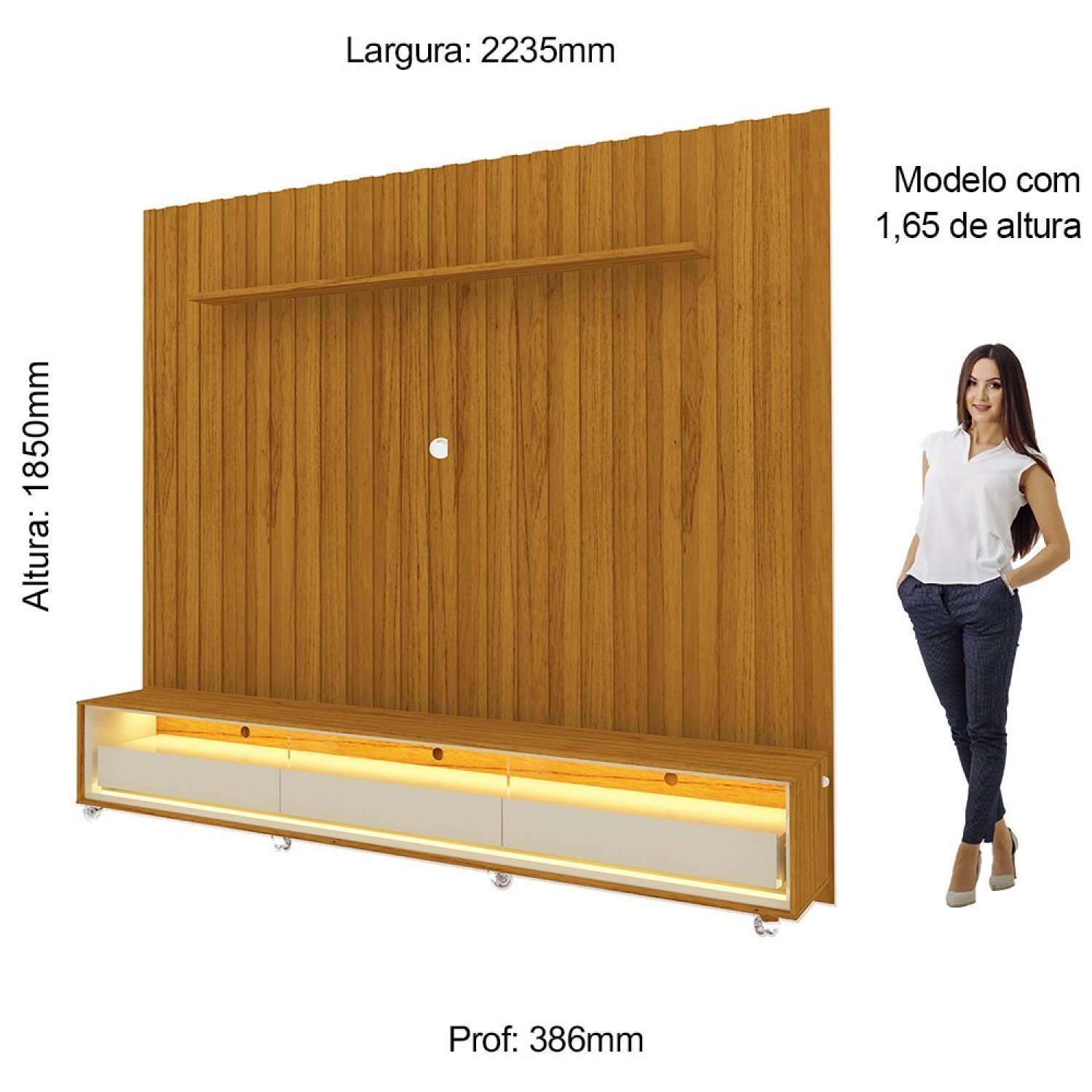 Rack com Painel para Tv até 75 Polegadas Led 3 Gavetas com Rodízios ...