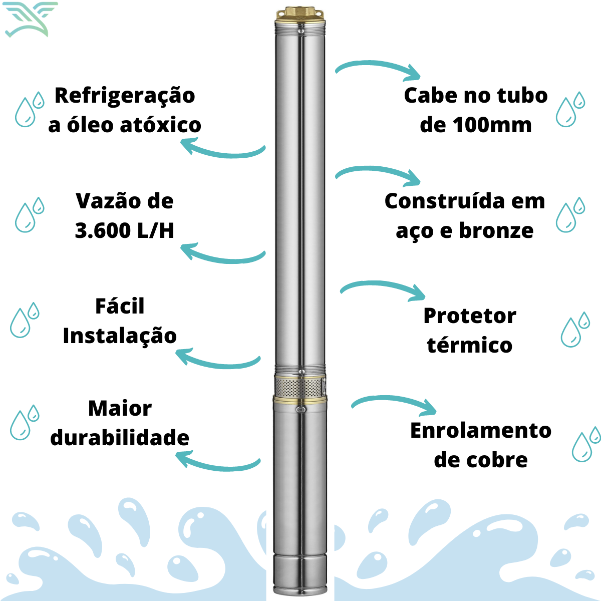 BOMBA SUBMERSA CANETA PALITO 1/2HP 3POL INTECH MACHINE BSCA3 ...