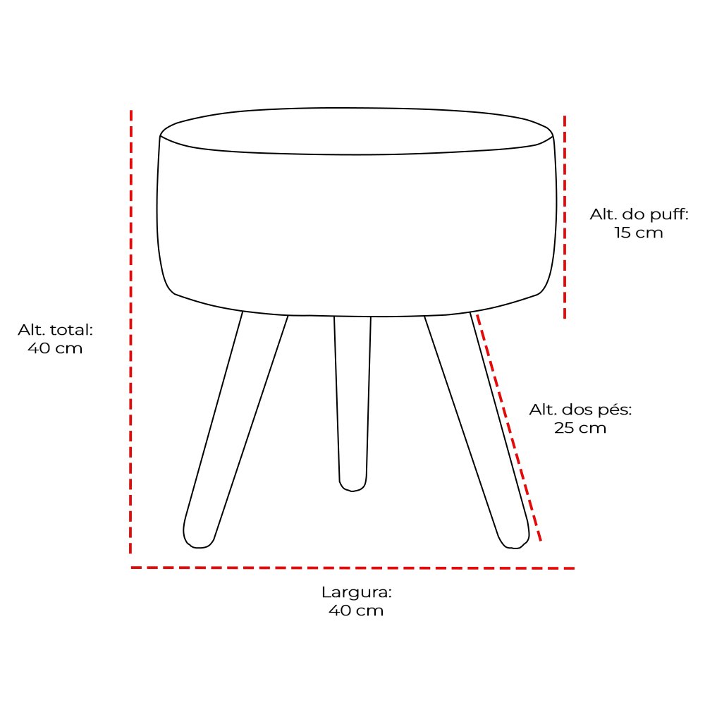 Puff Redondo Bali Suede Assento Pés em Madeira para Sala:creme ...