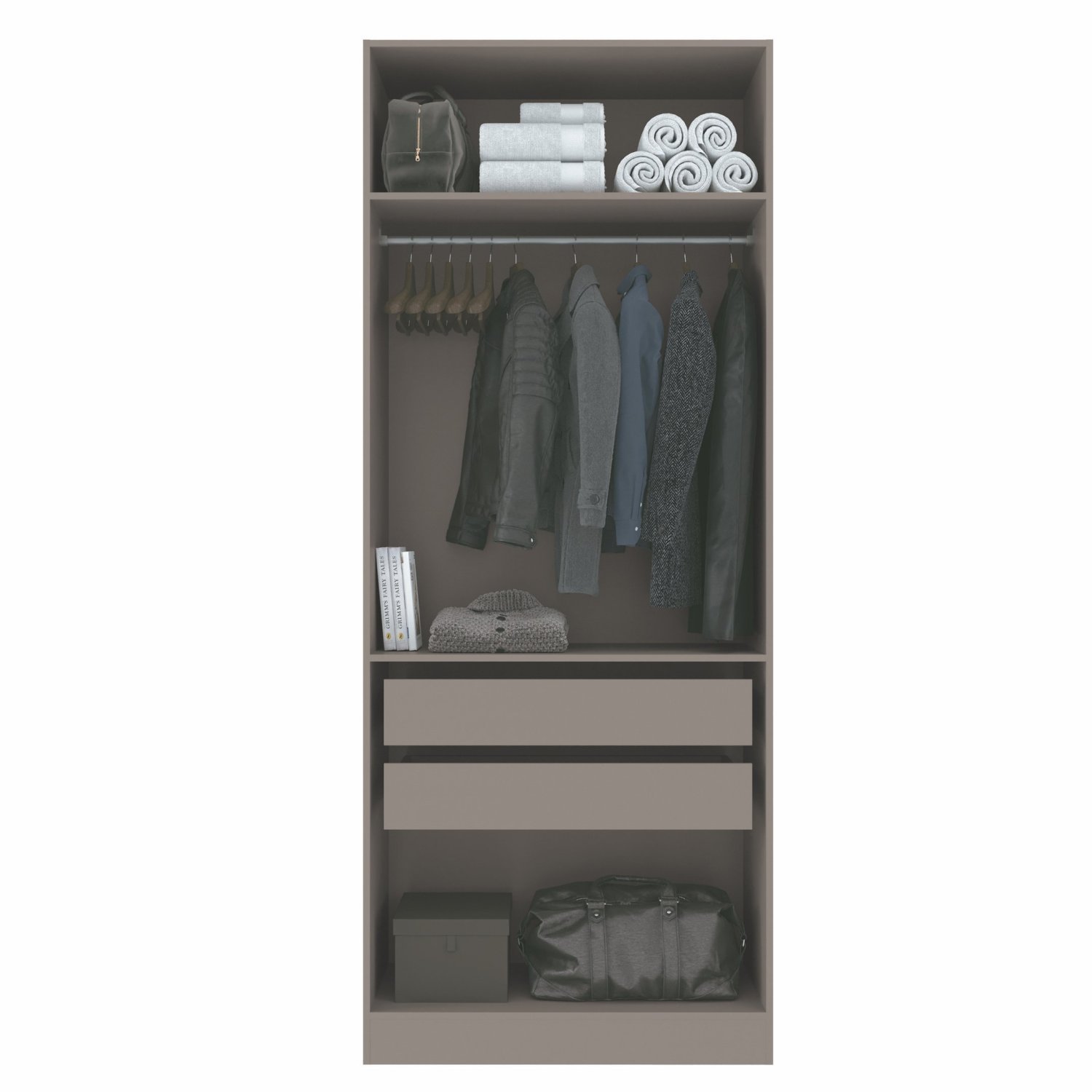 Guarda-roupa Modulado 2 Portas 2 Gavetas e Espelho San Diego ...