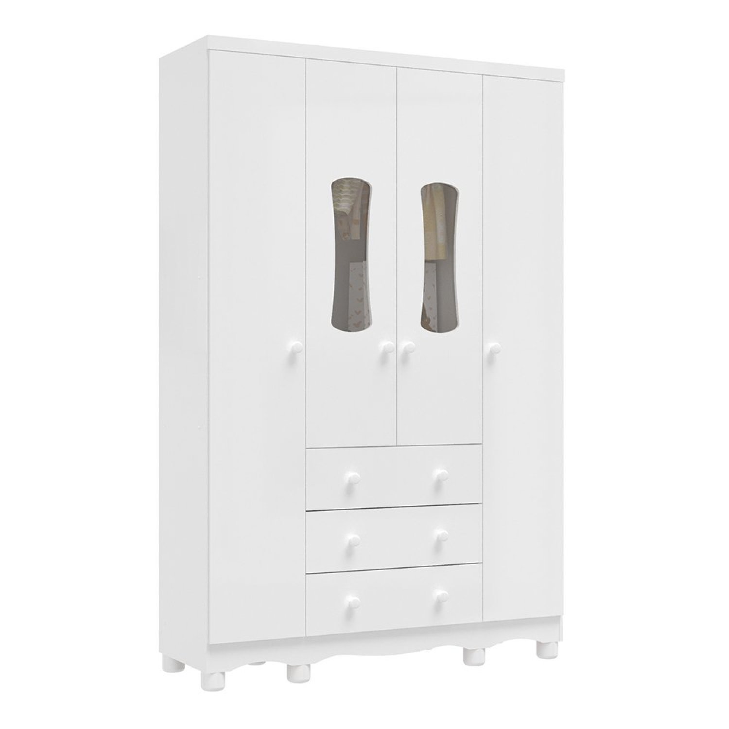 Guarda roupas Infantil 4 Portas com Janela e 3 Gavetas 100% MDF Lana ...