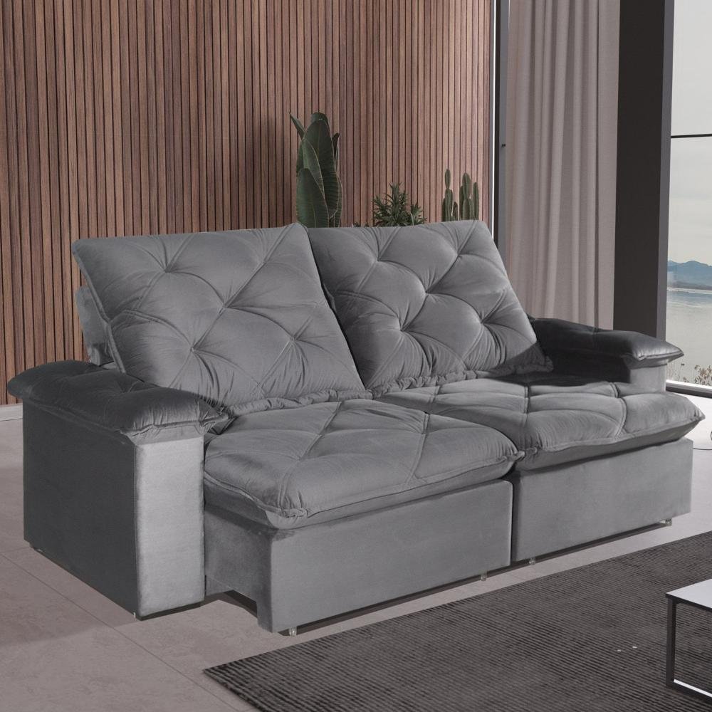 Sofá 3 Lugares 2,30m Ret e Rec Canyon Bom Pastor Cinza | MadeiraMadeira