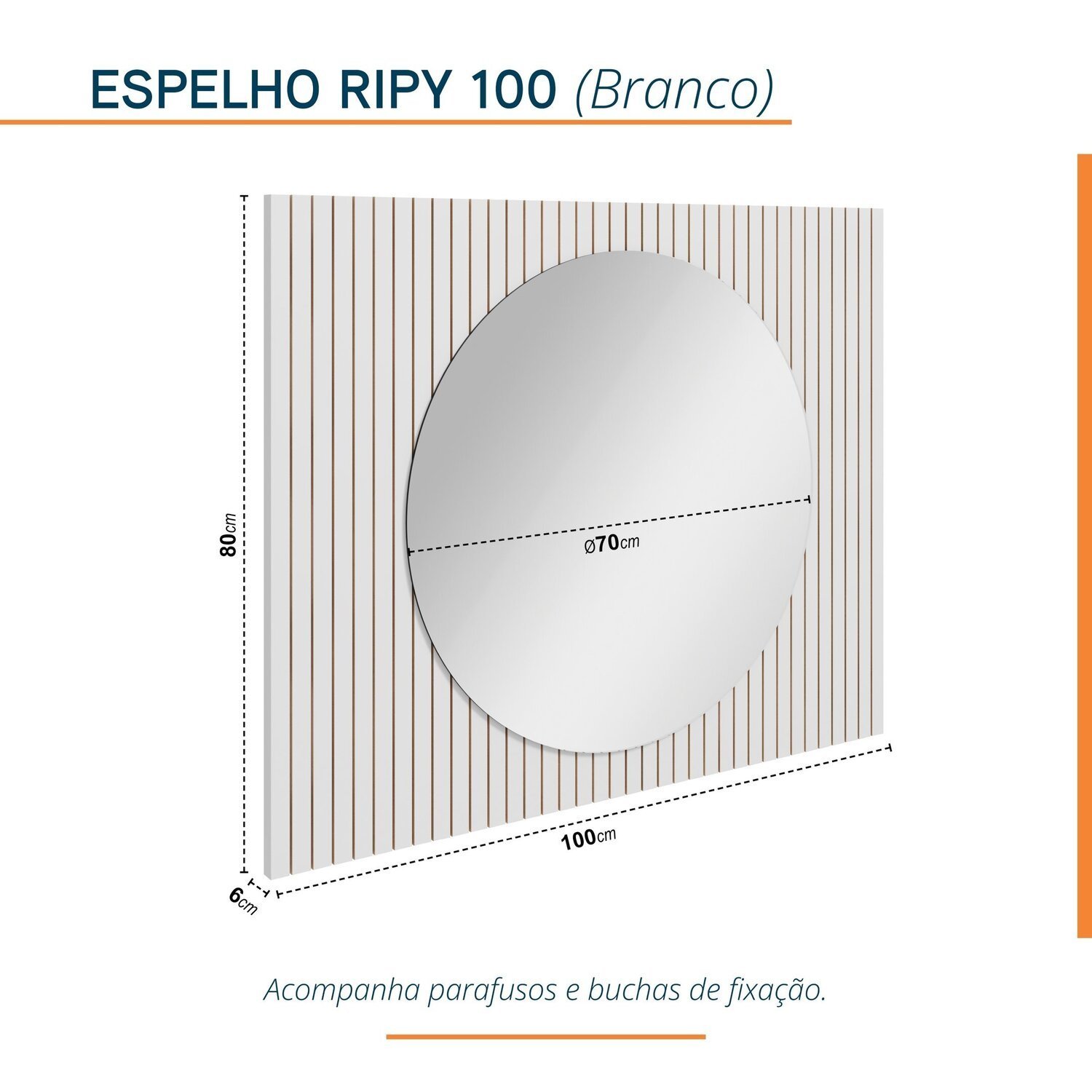 Espelho para Banheiro Redondo Ripy 100cm | MadeiraMadeira