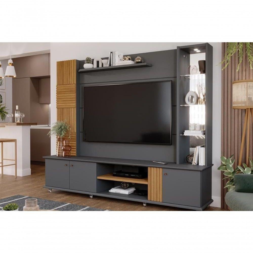 Home para Tv Riviera até 60" C- 3 Portas e 7 Prateleiras Grafite-nature ...