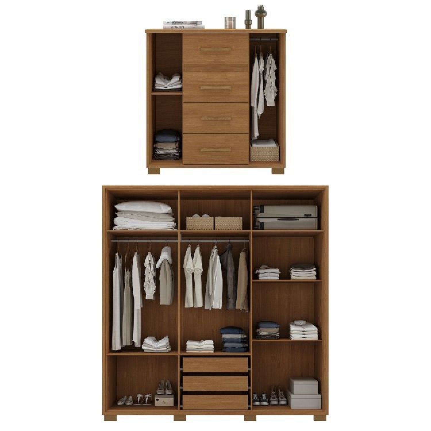 Quarto de Casal Completo Guarda Roupa 6 Portas 3 Gavetas com Cômoda ...