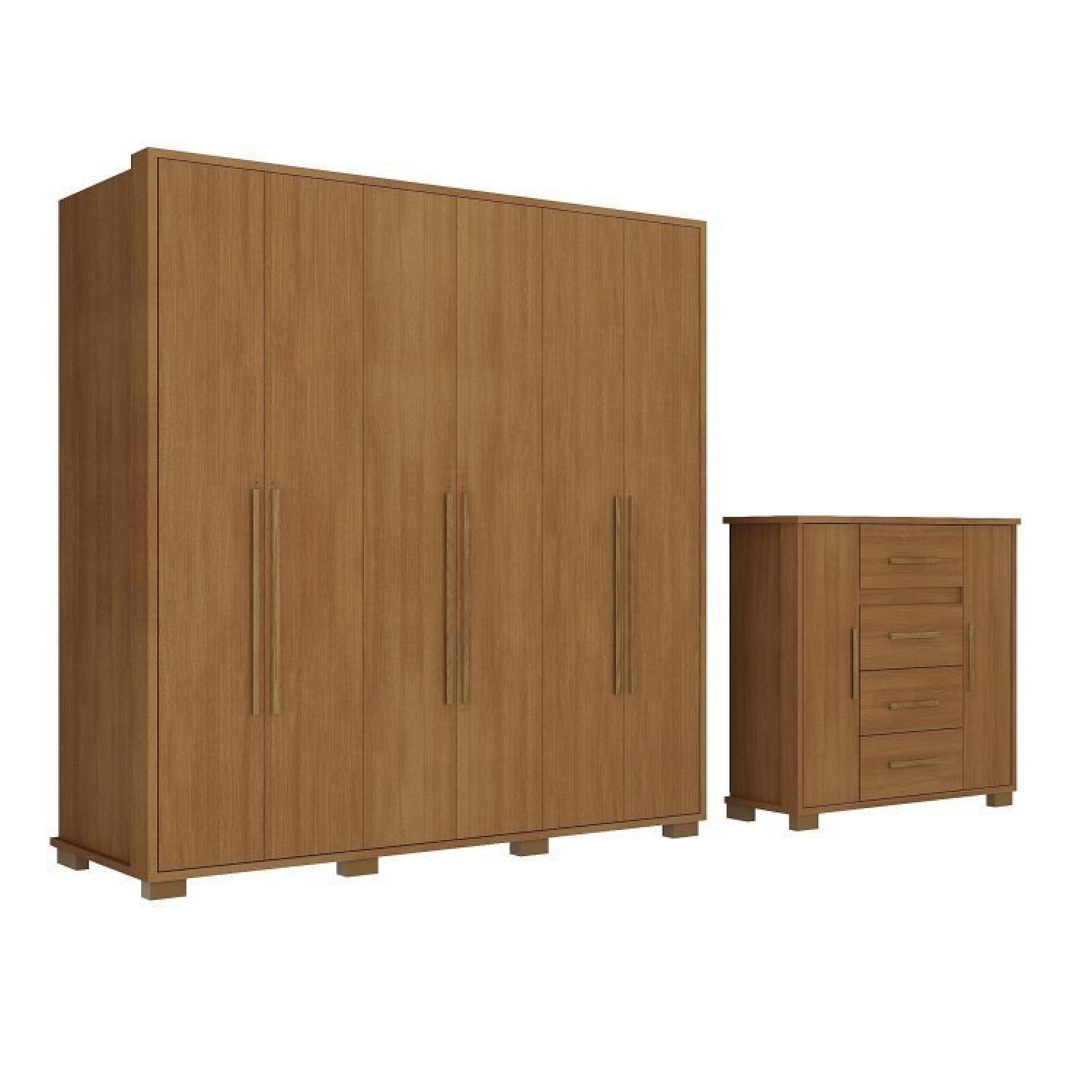 Quarto de Casal Completo Guarda Roupa 6 Portas 3 Gavetas com Cômoda ...