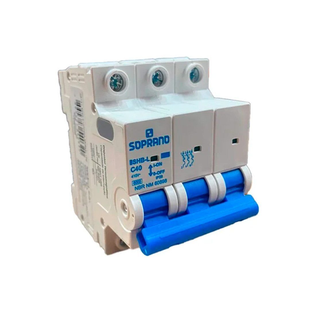 Soprano - Disjuntor Trifásico Curva C - 6ka - Din | MadeiraMadeira