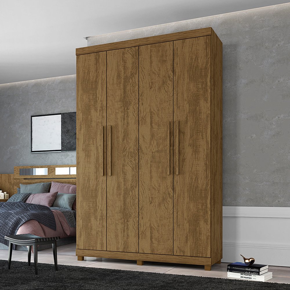 Roupeiro 4 Portas 3 Gavetas Búzios - Canela | MadeiraMadeira