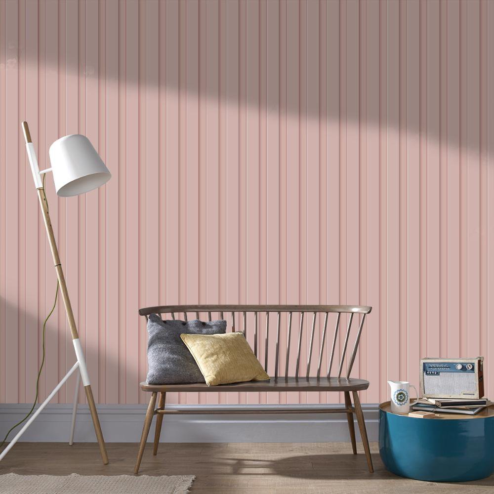 Papel de Parede Ripado Rosa 10mx57cm MAD77G | MadeiraMadeira