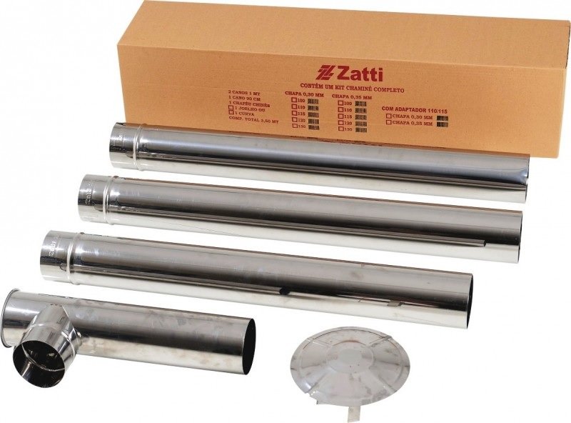 Kit Chamine Inox 120mm Zatti - Unico | MadeiraMadeira