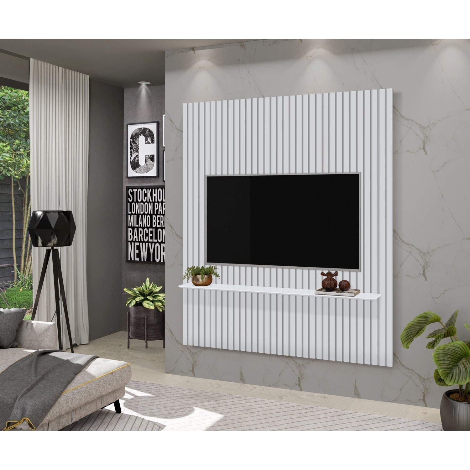 Painel Ripado para Tv até 72 Polegadas Absolut 1.86m | MadeiraMadeira