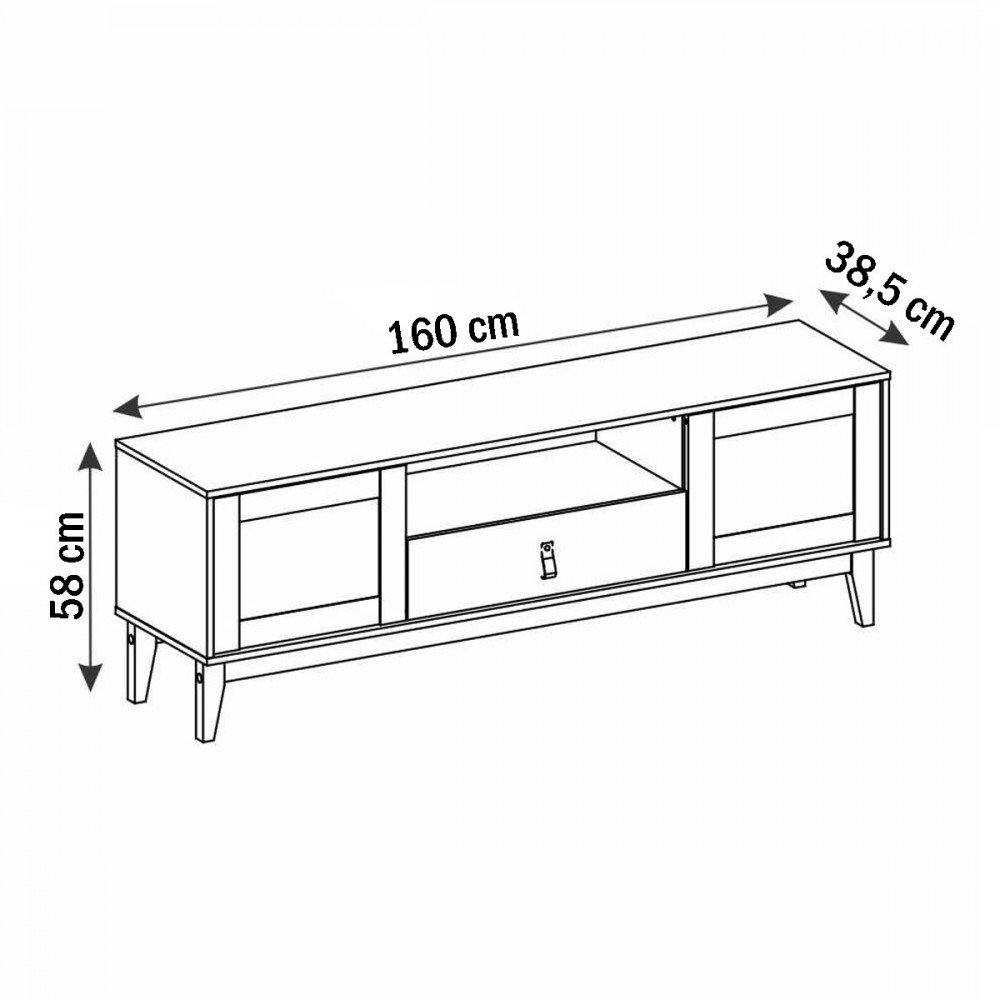 Rack para TV Até 60 Polegadas Esmeralda 2 Portas 1 Gaveta Champagne ...