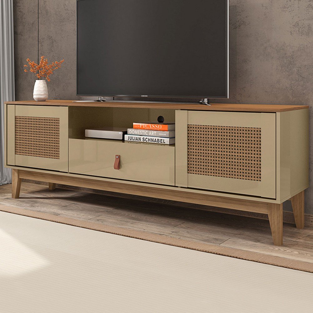 Rack para TV Até 60 Polegadas Esmeralda 2 Portas 1 Gaveta Champagne ...