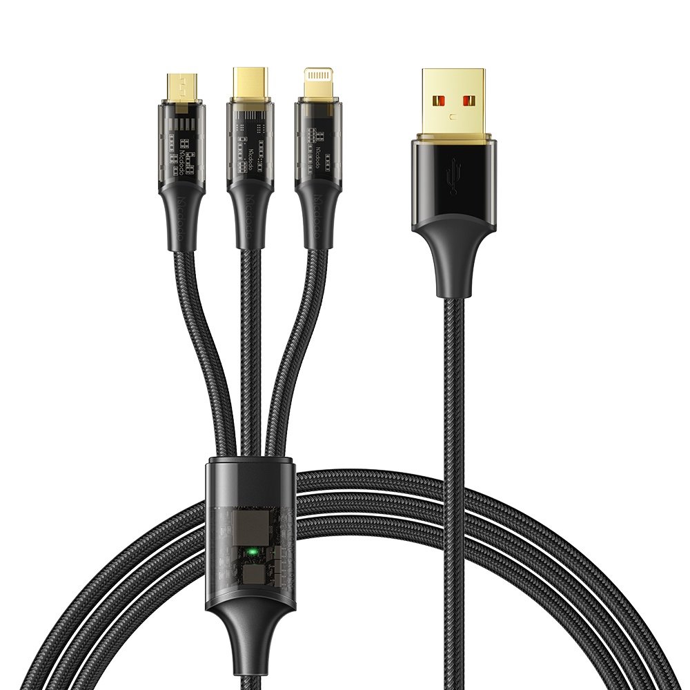 Cabo Carregador 3in1 Lightning Tipo C Micro Usb 65w/6a 1,2m | MadeiraMadeira