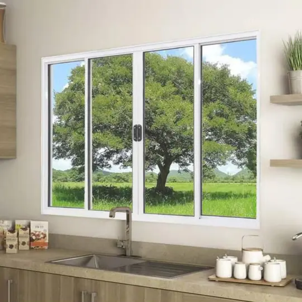 janela sala Vitro Alumínio Branco 4fls S/grade 100x120 L.18 ...