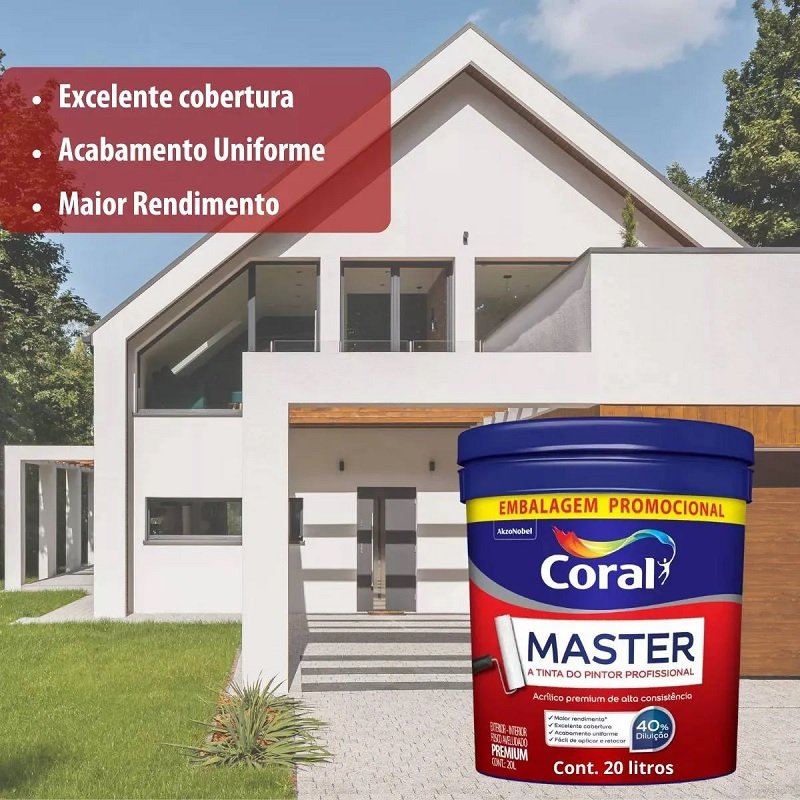 Tinta Acrílica Coral Master Branco 20l | MadeiraMadeira