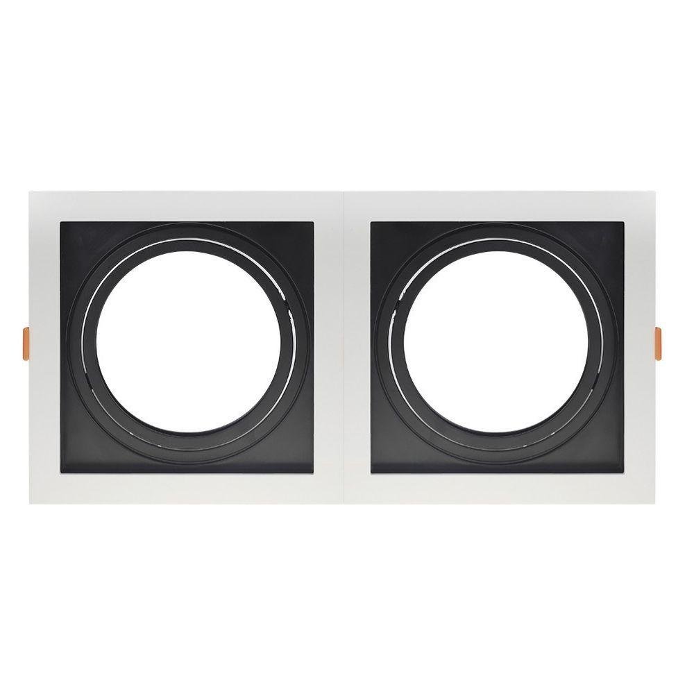 Spot de Embutir Quadrado Recuado Duplo Ar111 Direcionável Branco com Preto | MadeiraMadeira