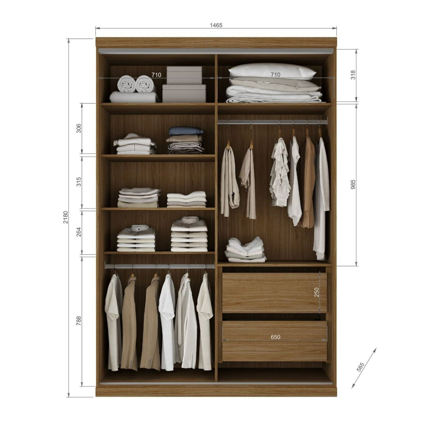 Guarda-roupa 4 Portas Reflecta 2 Gavetas Internas Ravi | MadeiraMadeira