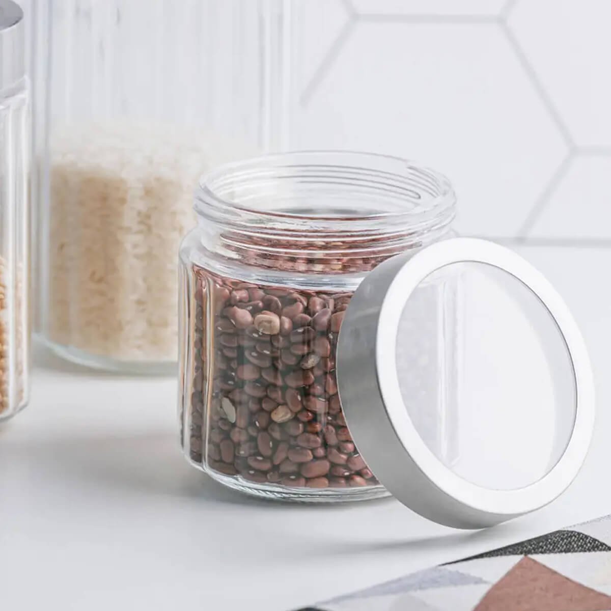 Kit 3 Potes de Vidro Borossilicato Porta Mantimentos Lyor 870ml Cada ...