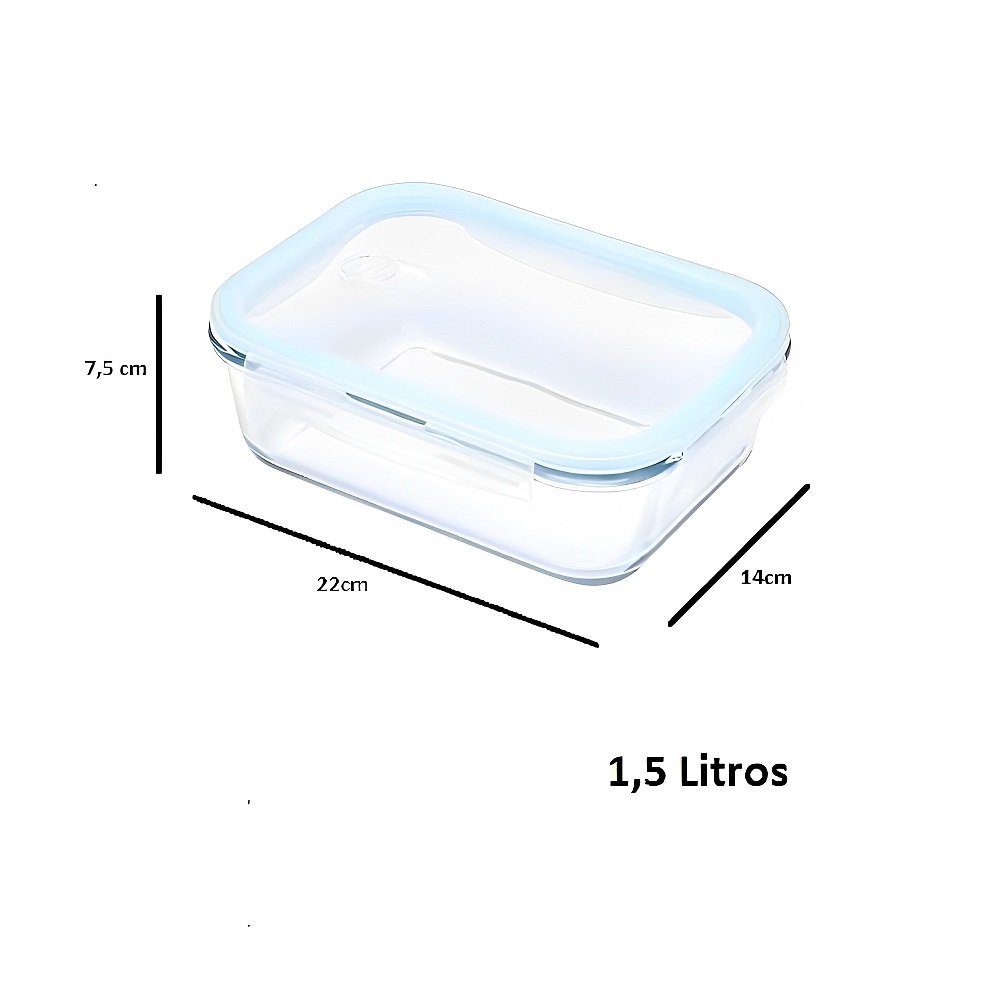 Pote Hermético Vidro Borossilicato Resistente a Calor com Tampa 1,5L | MadeiraMadeira