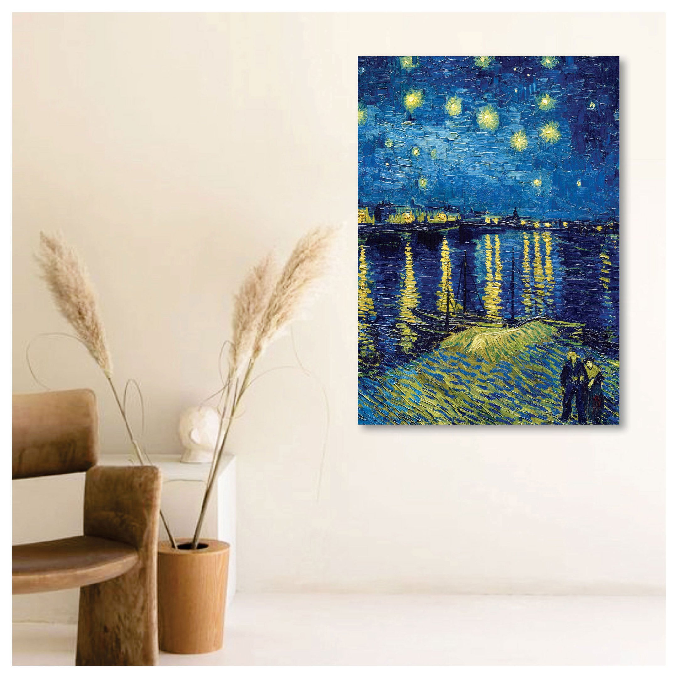 Fine Art Van Gogh Noite estrelada Sobre o Ródano 50x70cm | MadeiraMadeira