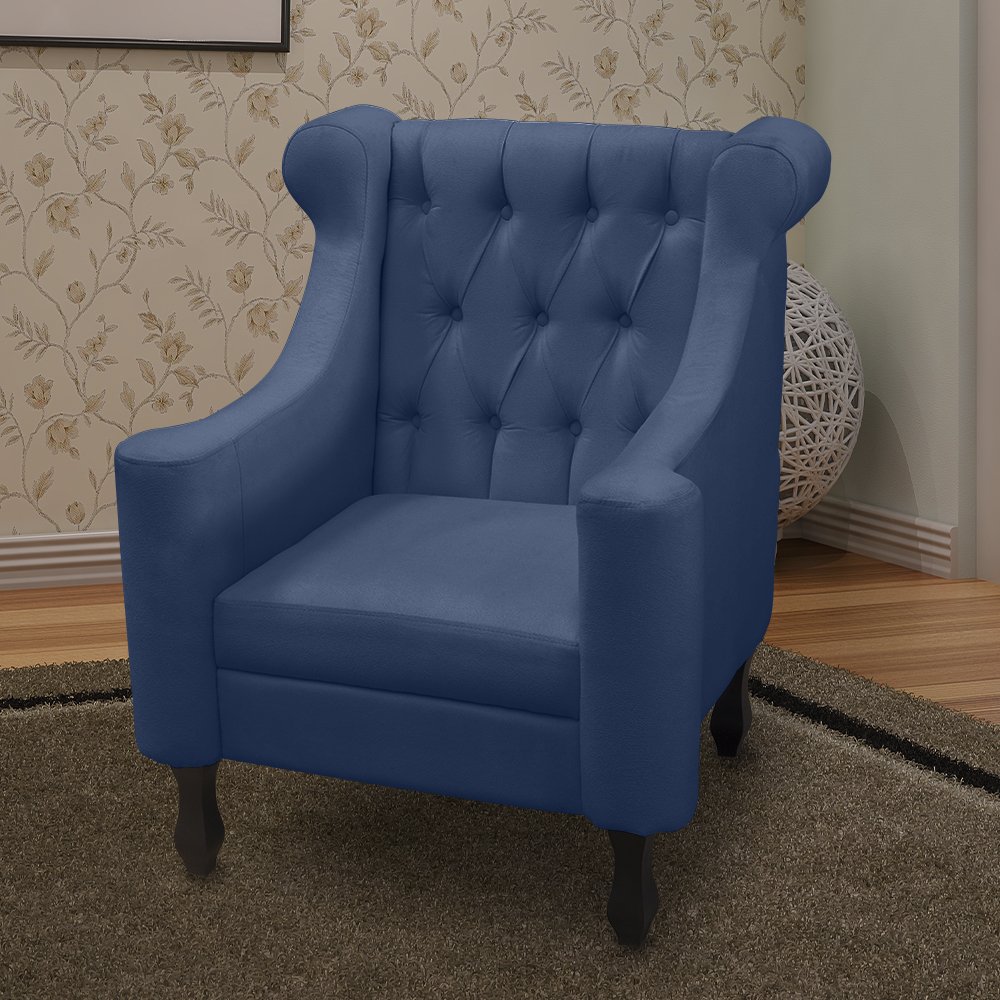 POLTRONA DUBAI SUEDE AZUL MARINHO | MadeiraMadeira
