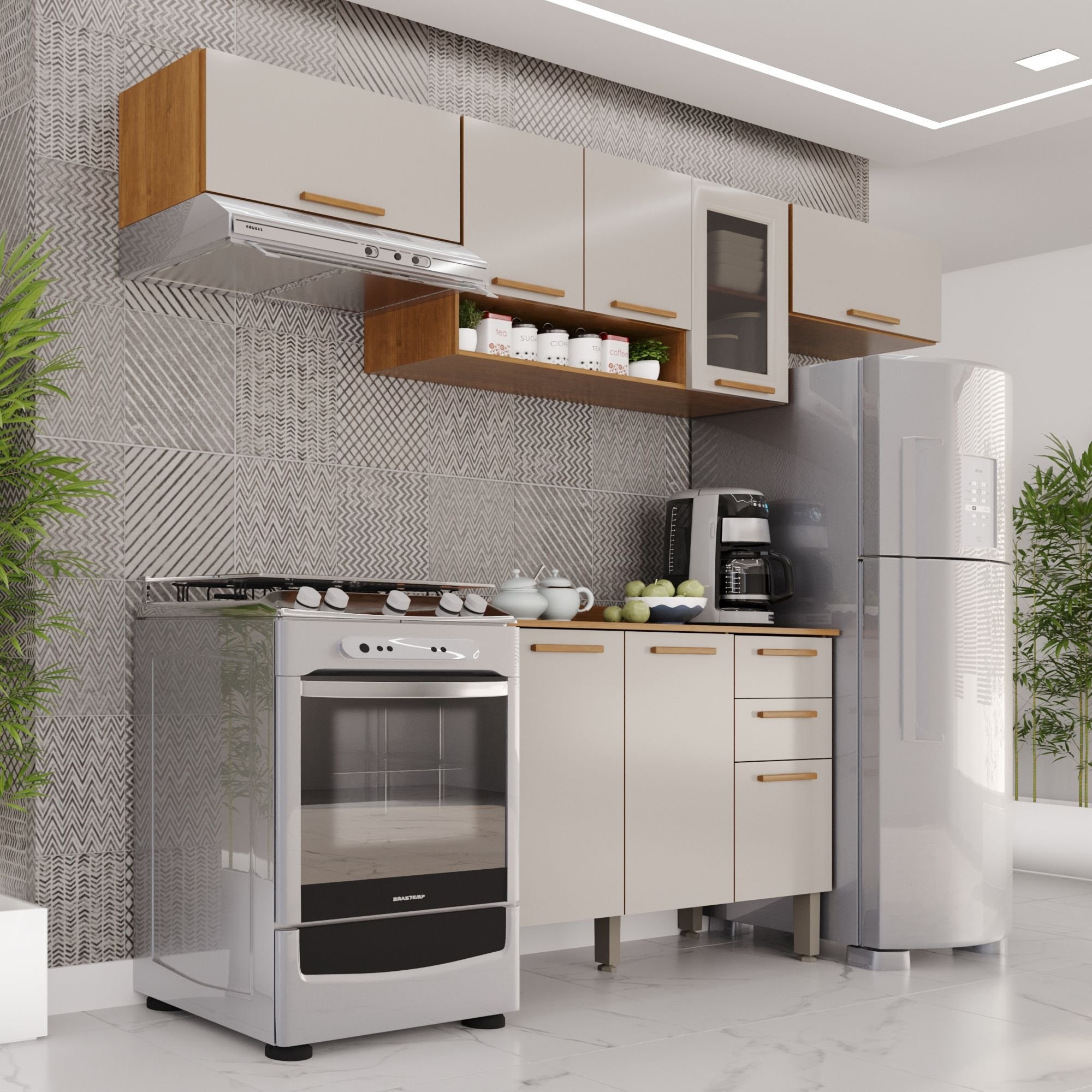 Cozinha Compacta 4 Peças 8 Portas 2 Gavetas Bella | MadeiraMadeira