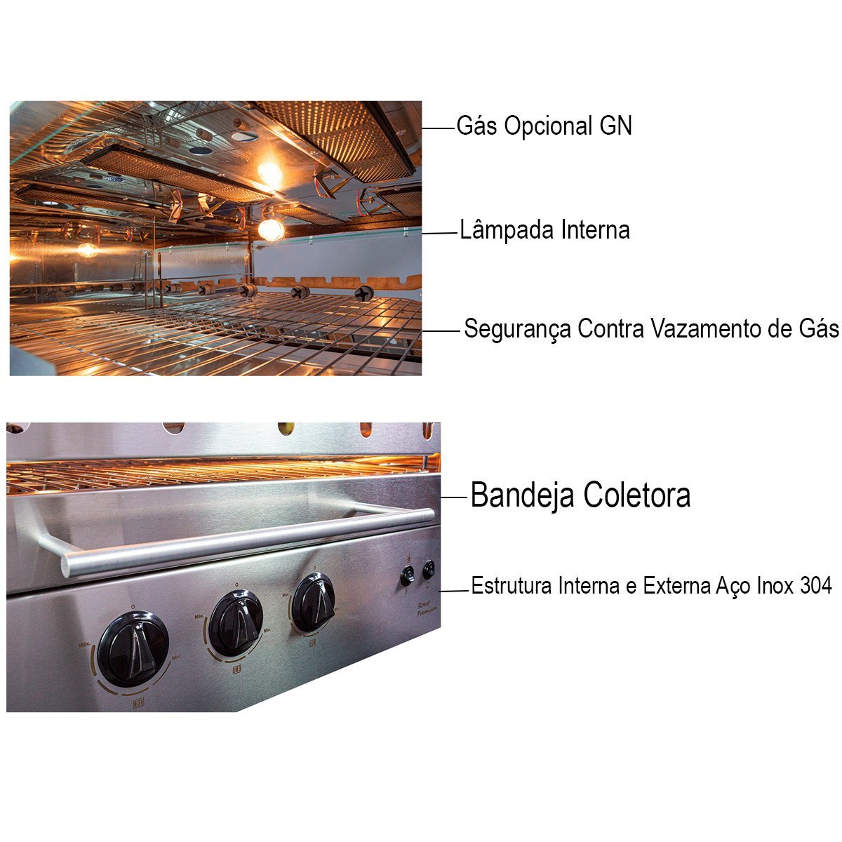Churrasqueira a Gás 6 Espetos Rotativos Aço Inox 304 Roast Premium ...
