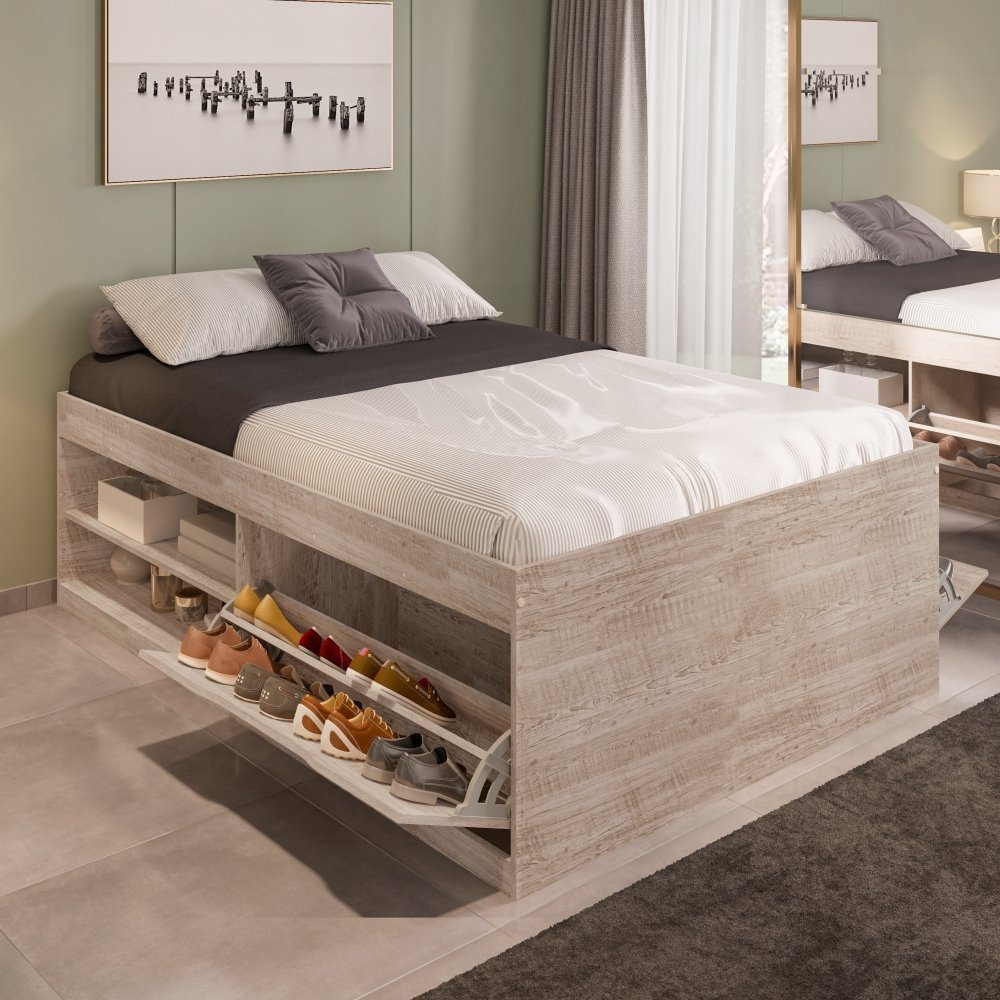 Cama de Casal Box Sapateira Moal Amarula | MadeiraMadeira