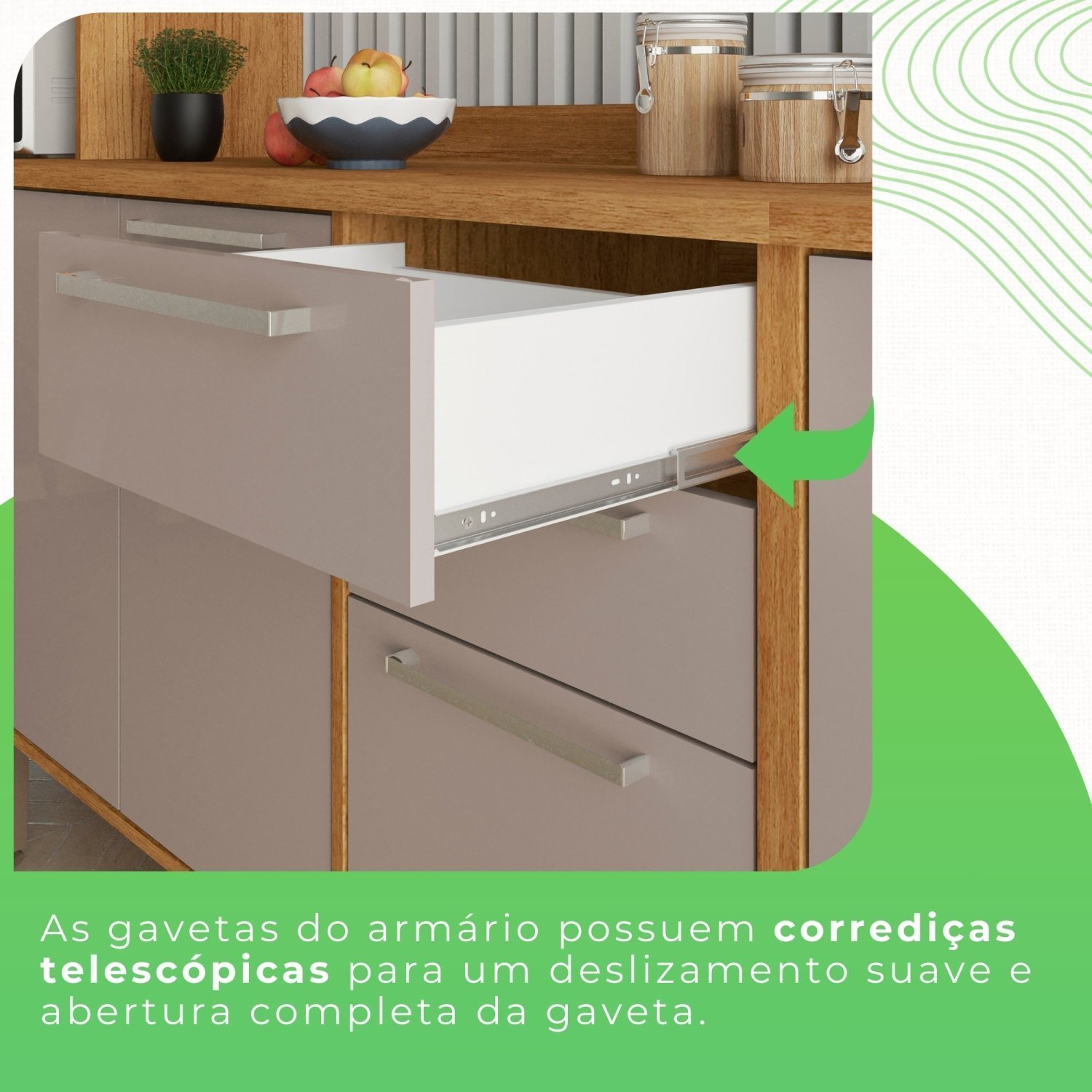 Balcão de Cozinha 3 Portas e 2 Gavetas Paris | MadeiraMadeira