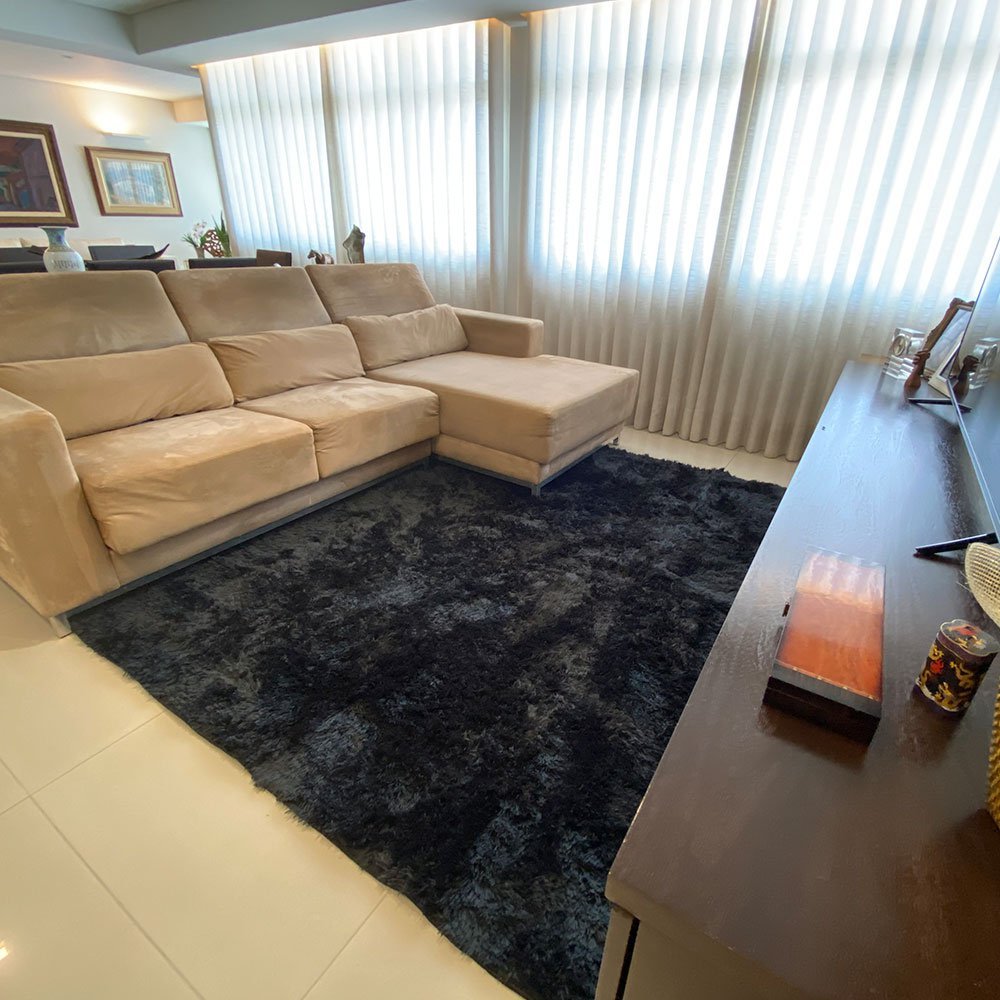 Tapete para Sala e Quarto Felpudo Cronos Casa Dona 200x300 Cm Preto | MadeiraMadeira