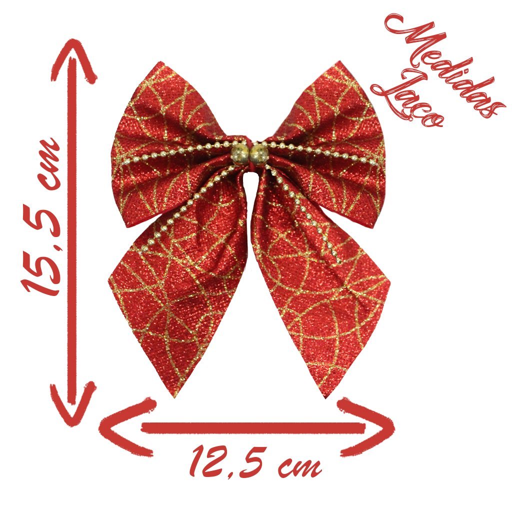 Kit 22 Peças Enfeite Árvore Natal Laço Lacinho Vermelho Brilhante 15 ...