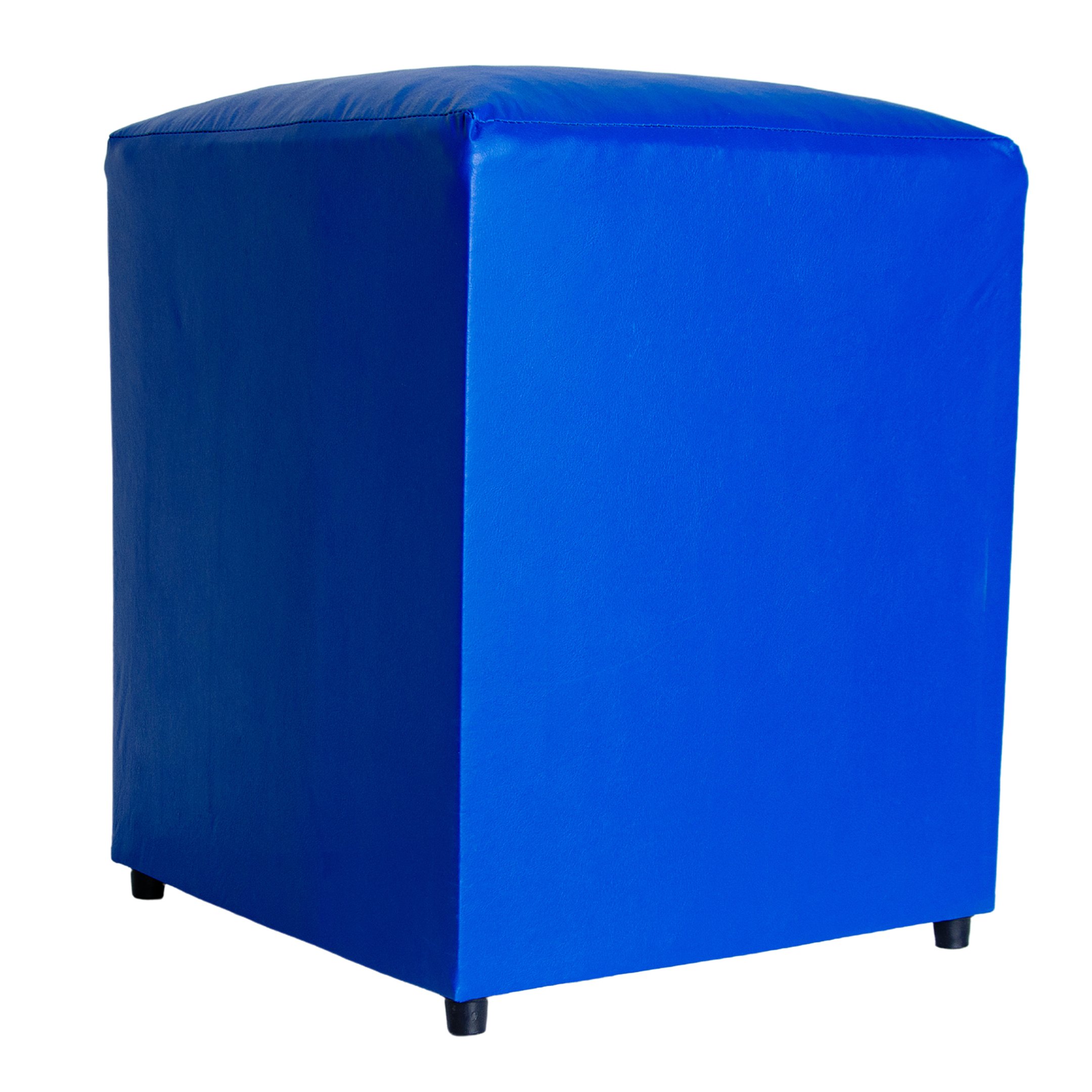 Puff Cubo Poptem Quadrado Azul Corino | MadeiraMadeira